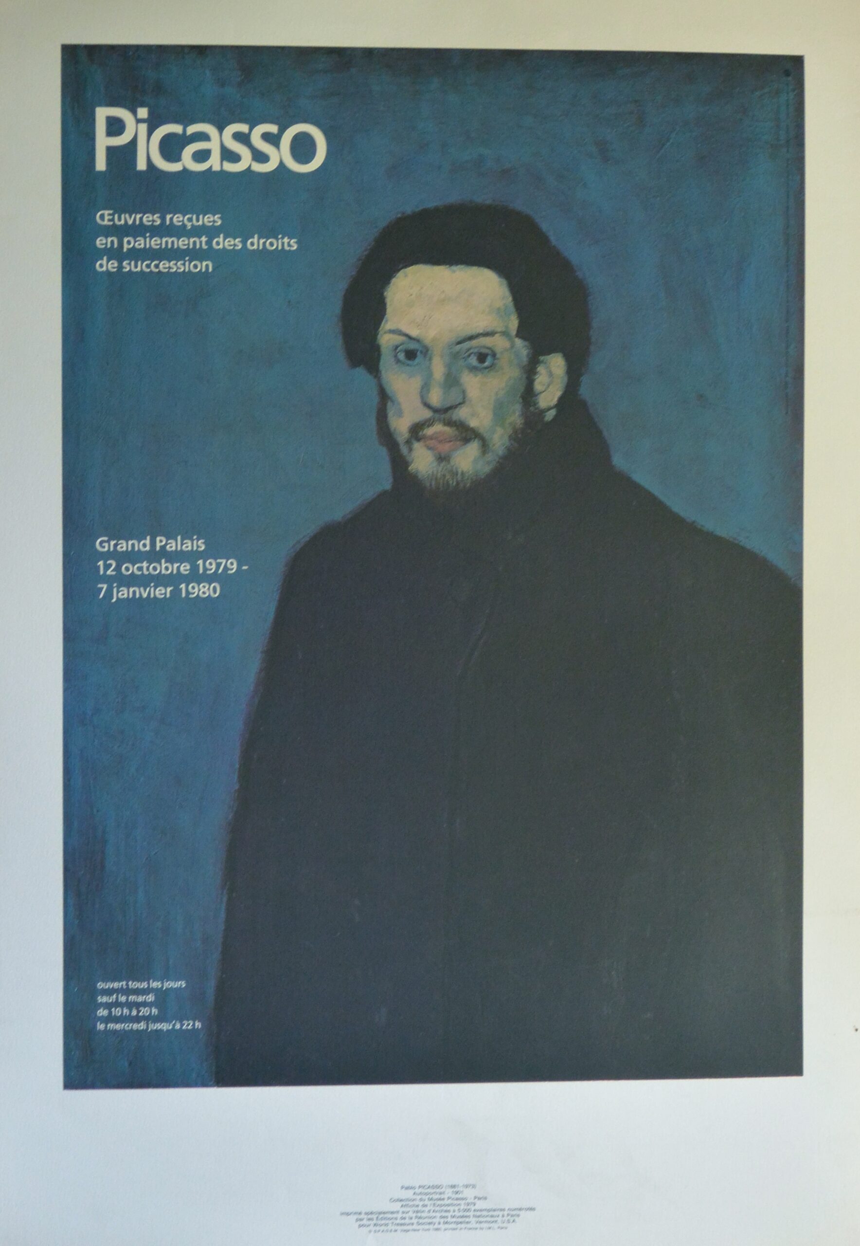 Pablo Picasso. "Autorretrato azul". Cartel original Grand Palais París ...