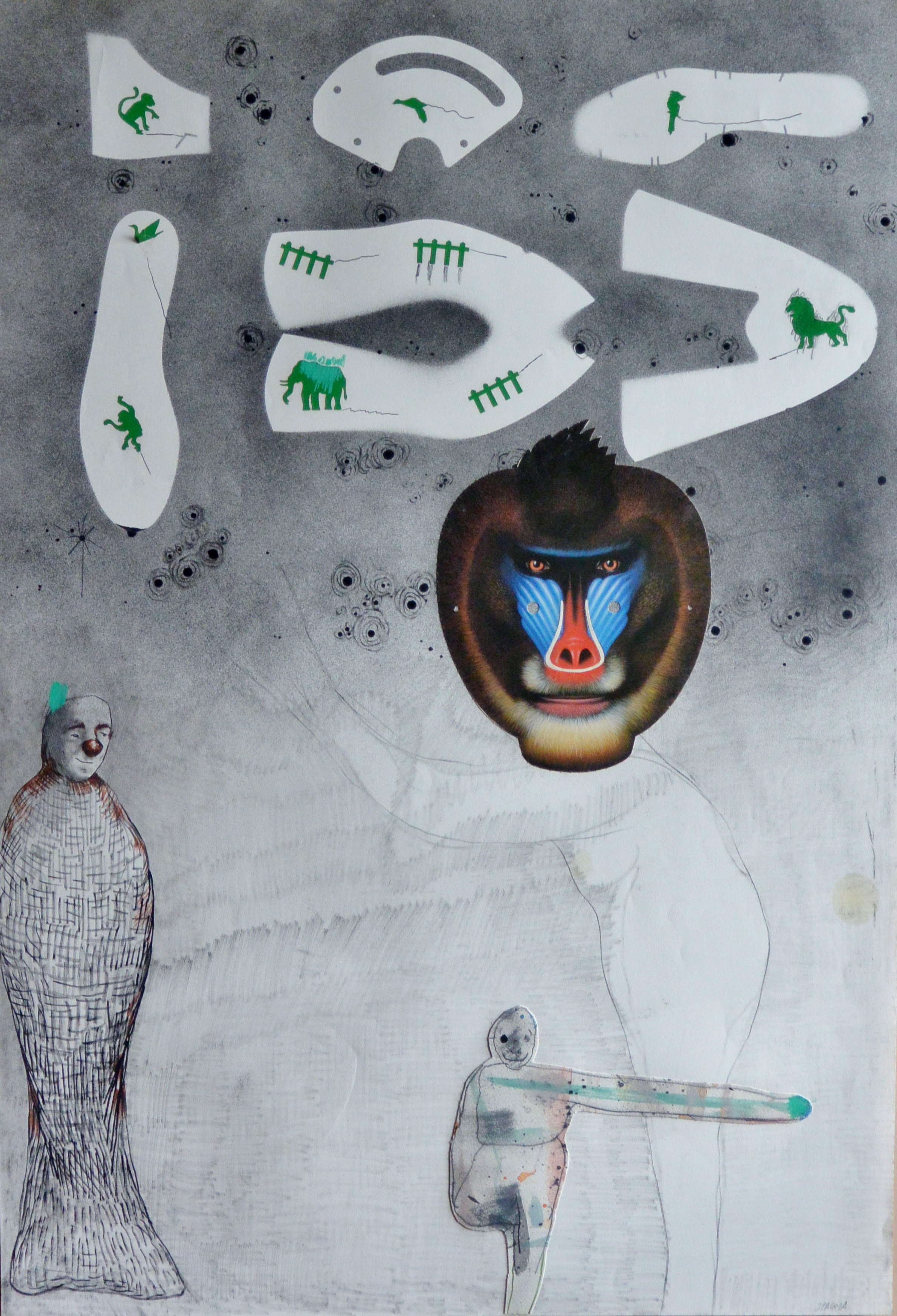 Javier Pagola - "La ruta del mandril" original técnica mixta y collage ...