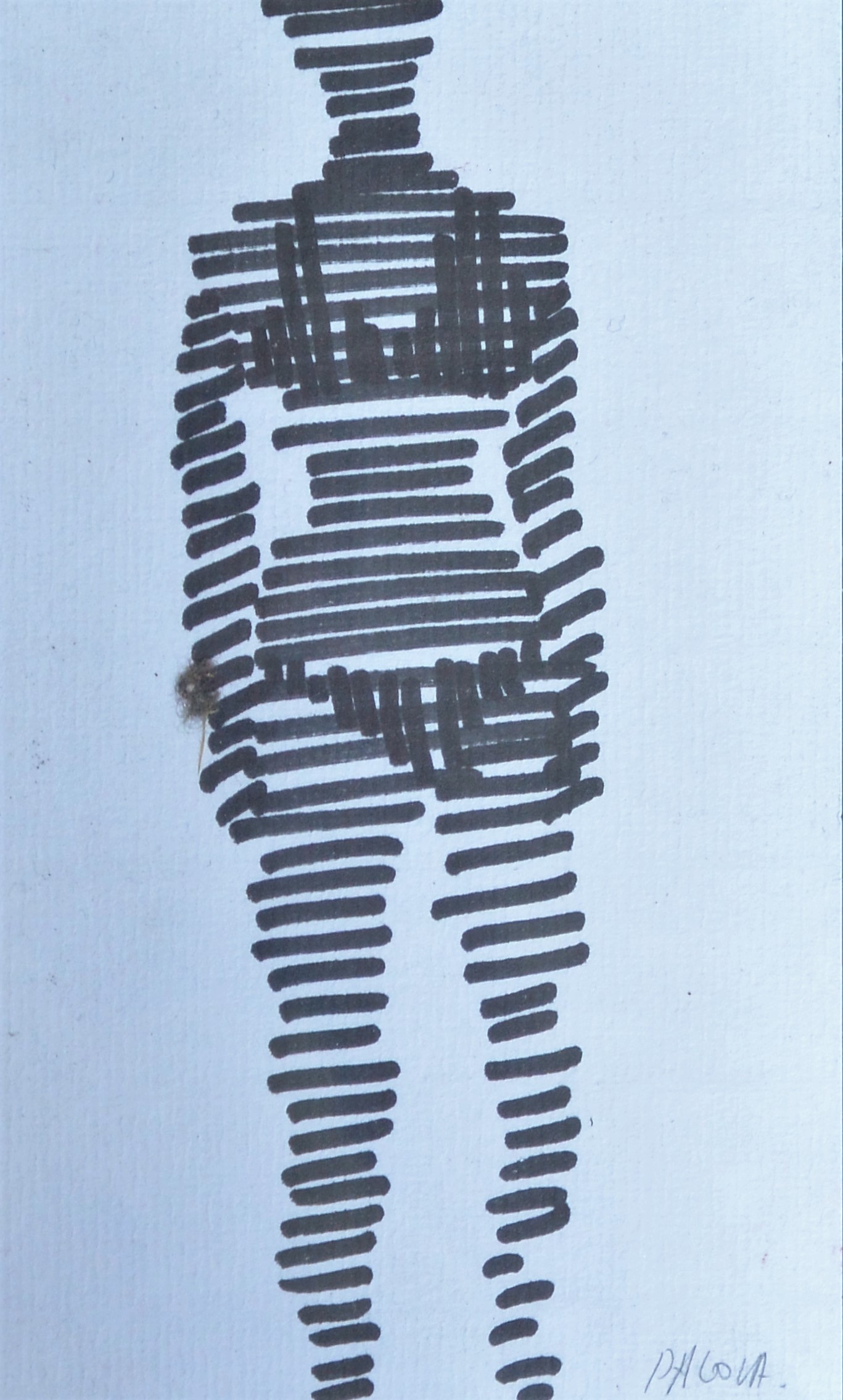 Javier Pagola - "Joven con bikini a rayas" dibujo tinta papel ...