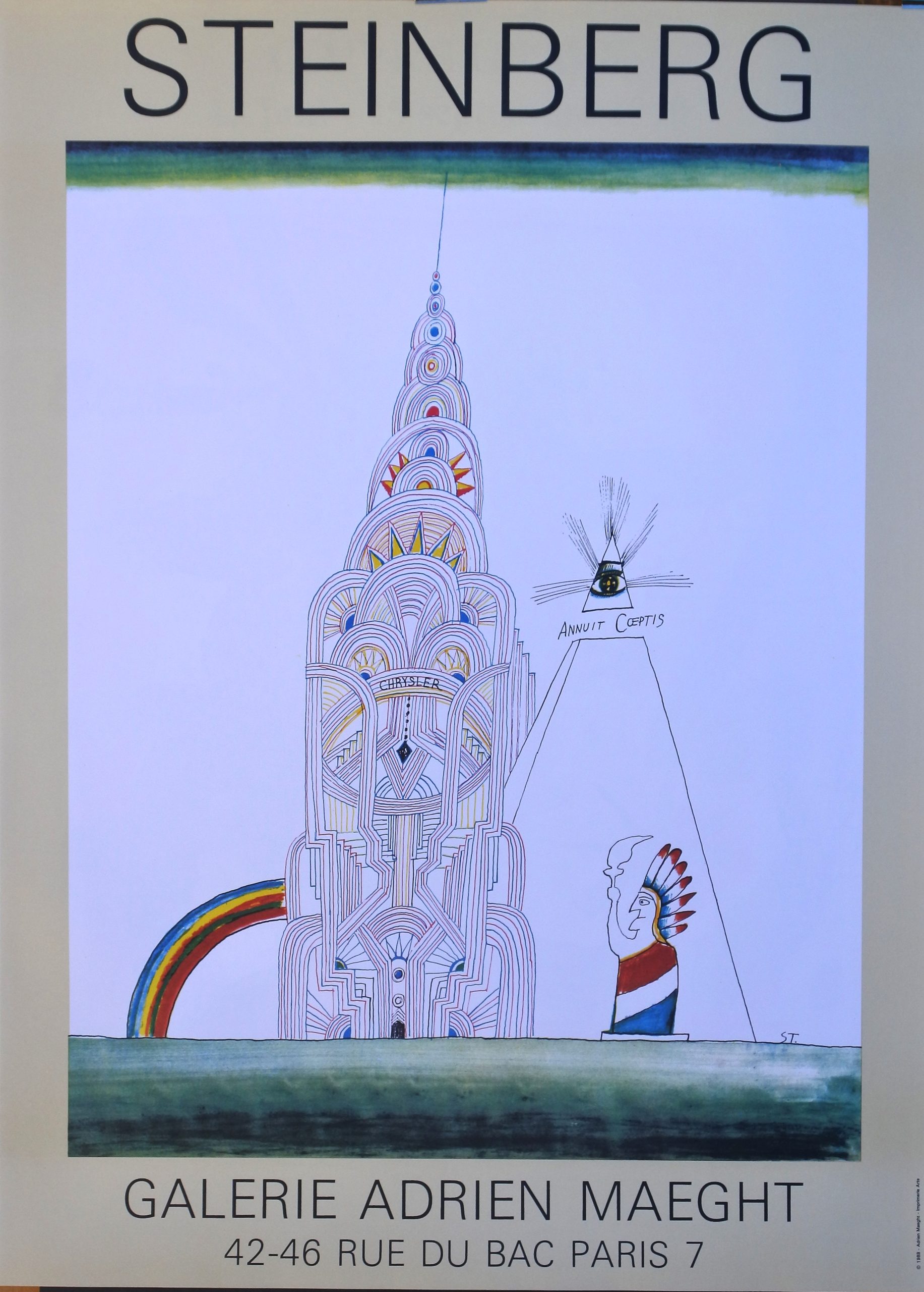 Saul Steinberg - "Chrysler Building" cartel original exposición en la ...