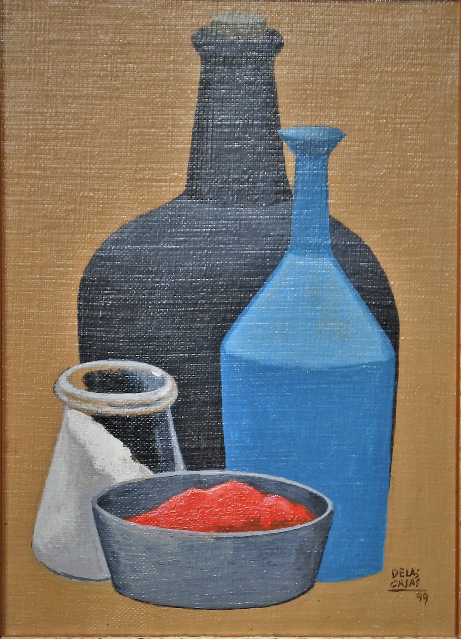 Manuel de las Casas - "Bodegón con botella azul" pintura oleo lienzo ...