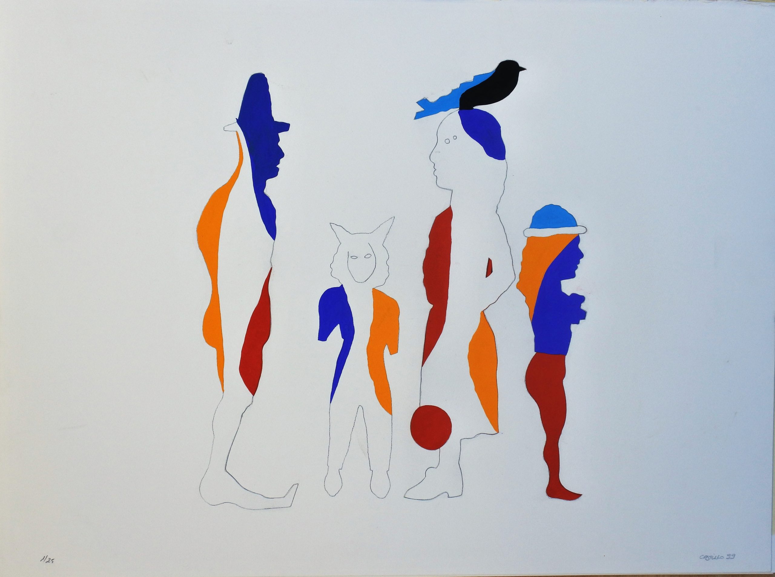 Jorge Castillo - "Compañeros IV" litografía troquelada y coloreada al ...