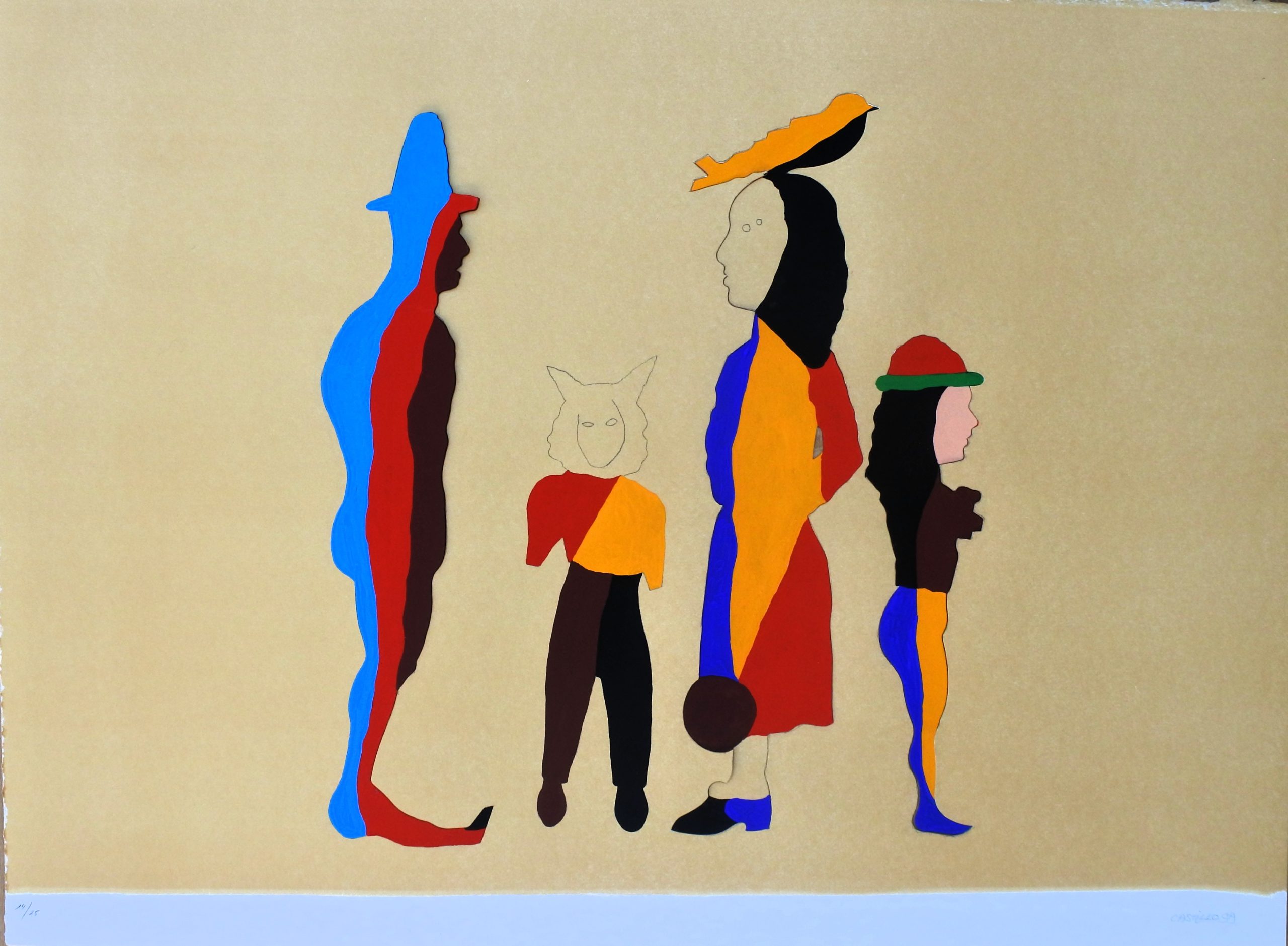 Jorge Castillo - "Compañeros VIII" litografía troquelada y coloreada al ...