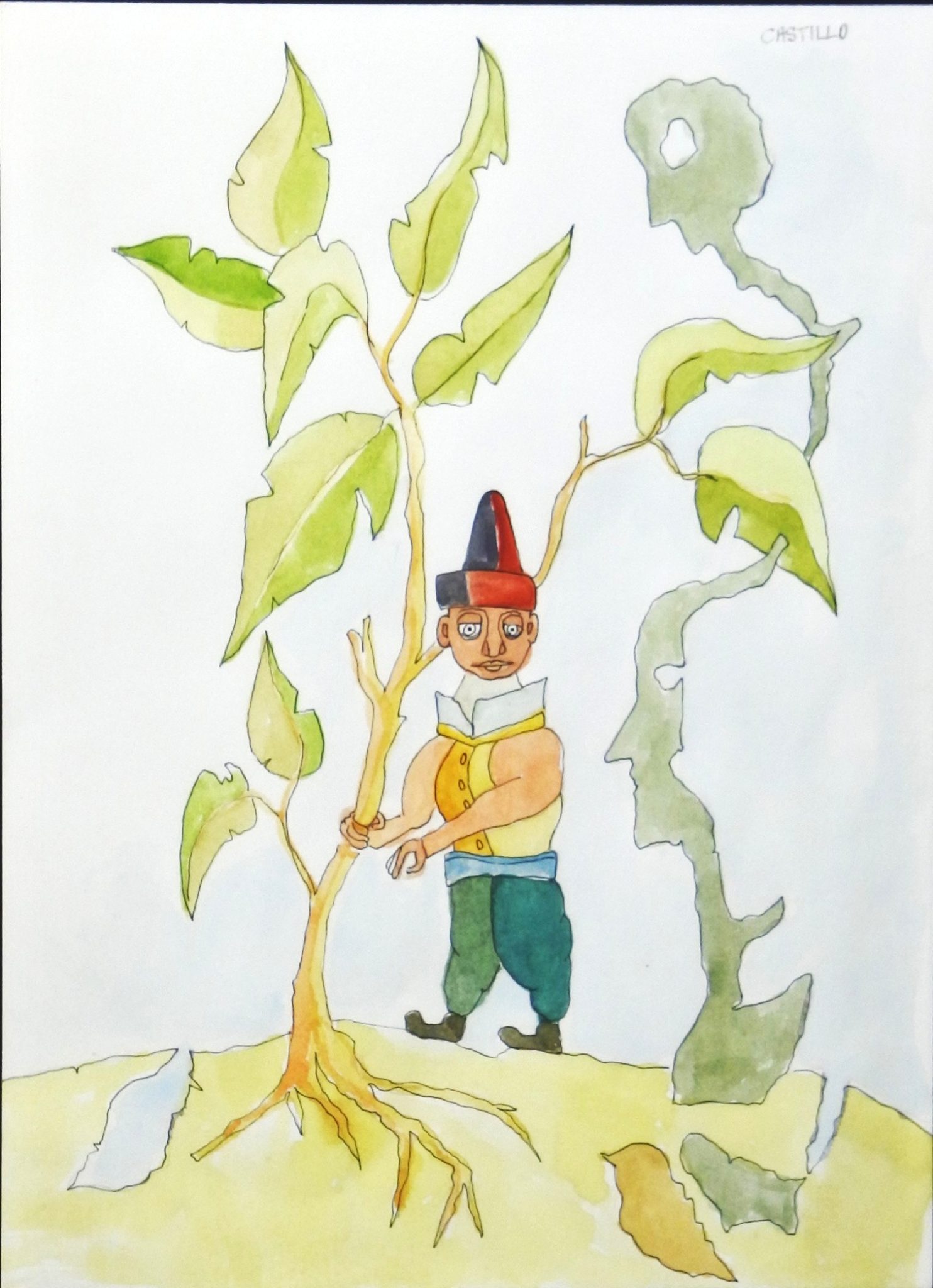 Jorge Castillo - "En el bosque animado" dibujo tinta y acuarela sobre ...