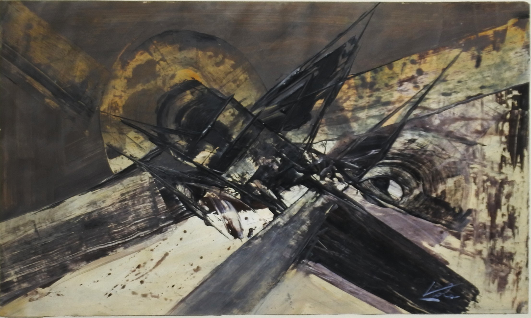 Manuel Viola 1967 - "Amanecer en la tierra oscura" pintura técnica ...